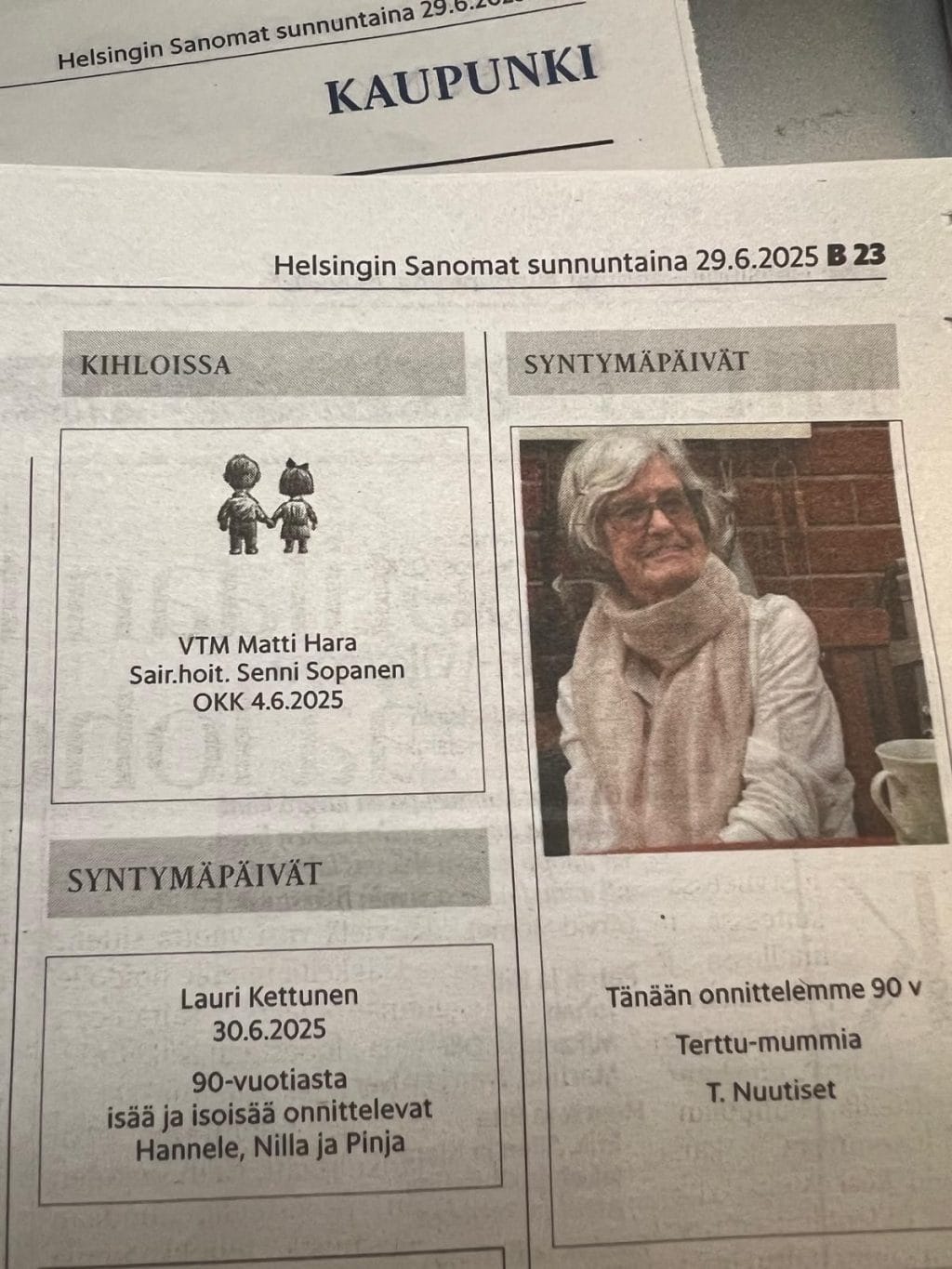 Senni, 98, meni naimisiin ensimmäistä kertaa – Matti, 89, lauloi ...